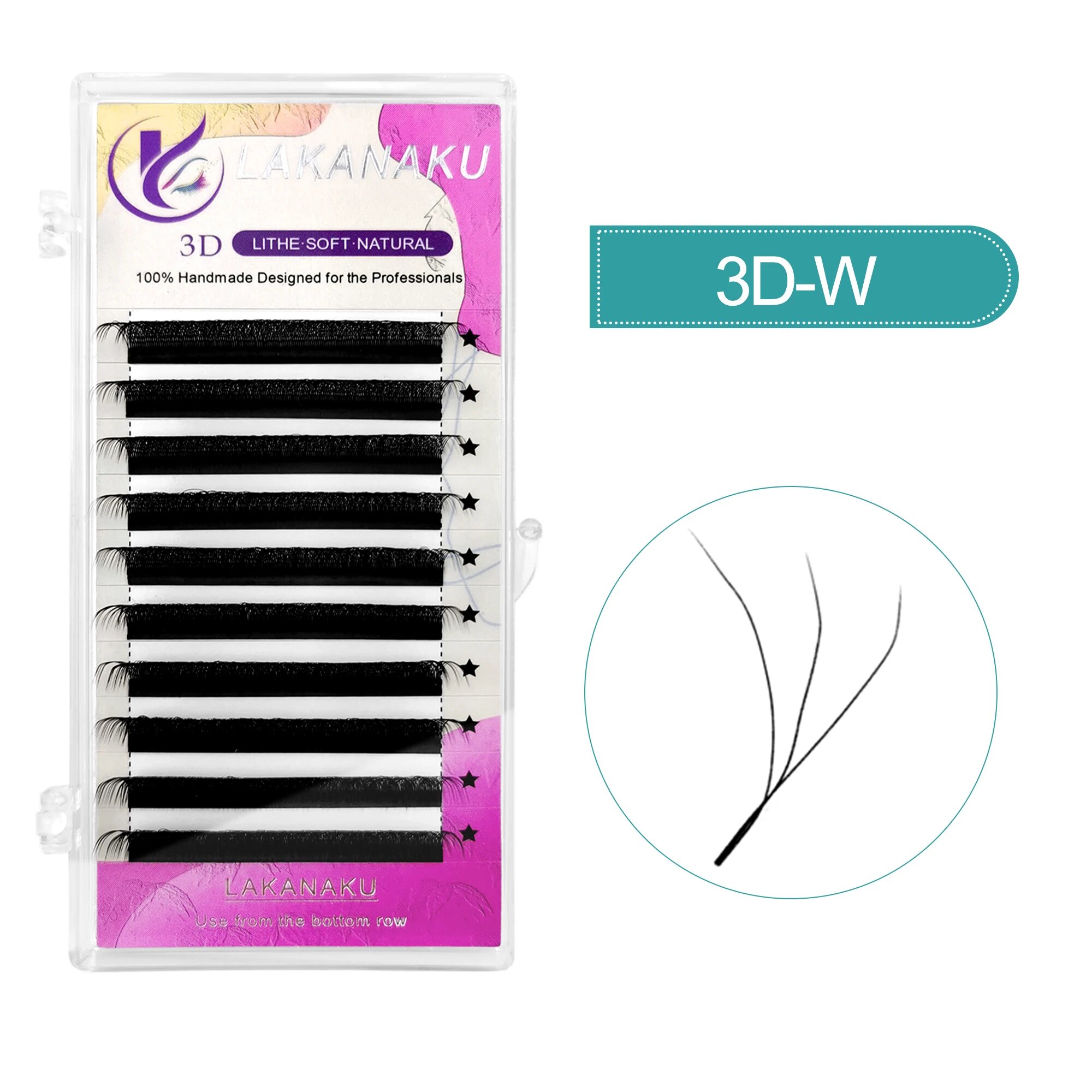 Наращивание ресниц LAKANAKU W Clover 4D/5D/6D/7D/8D C, 13 мм, 3D W