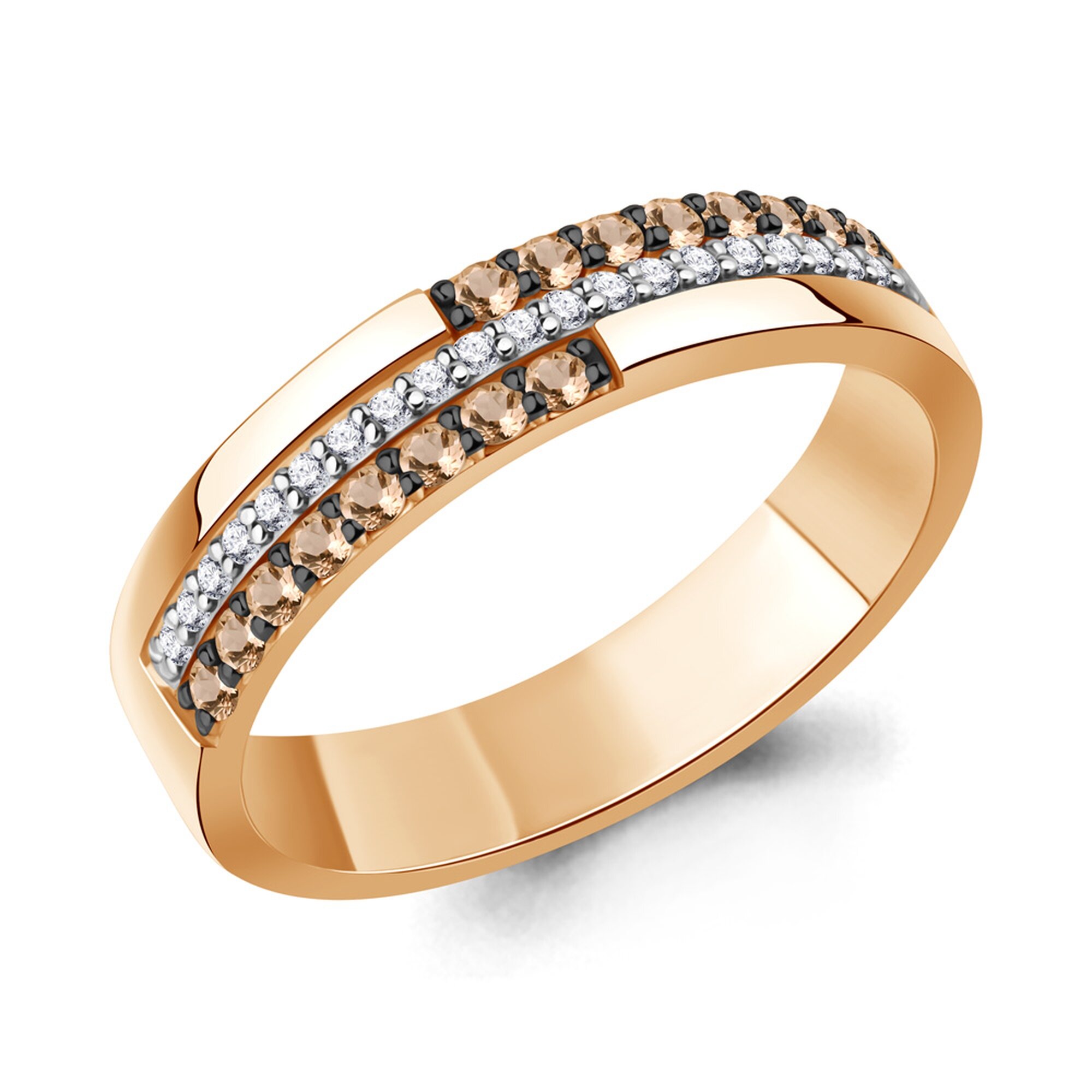 Кольцо дорожка, красное золото, 585 проба, бриллиант