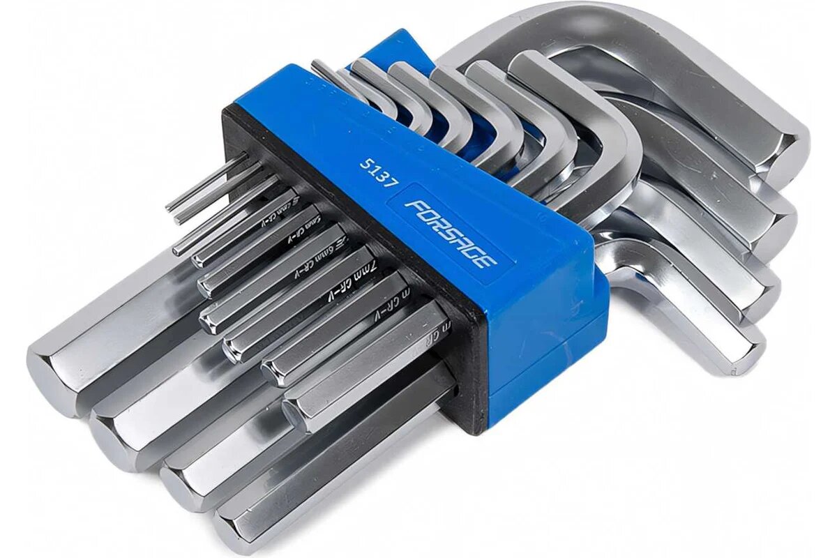 Набор ключей Forsage Г‑образных шестигранных 13 шт, 2–19 мм, хромованадиевой стали в пластиковом держателе F‑5137