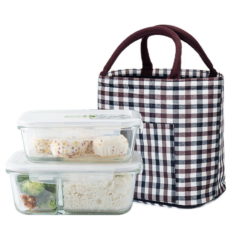 Набор контейнеров Lock & Lock Heat-Resistant Glass Food Storage, 2 шт, 1.02L две секции, 750ml, с сумкой, бесцветный