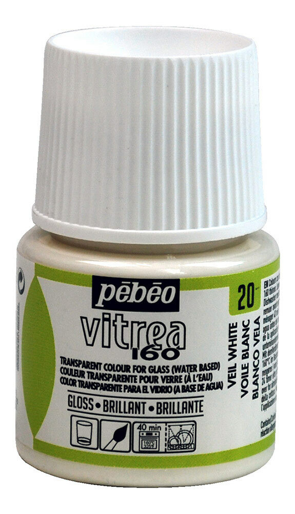 Краска по стеклу Pebeo глянцевая, под обжиг, Vitrea 160, 45 мл, белая вуаль