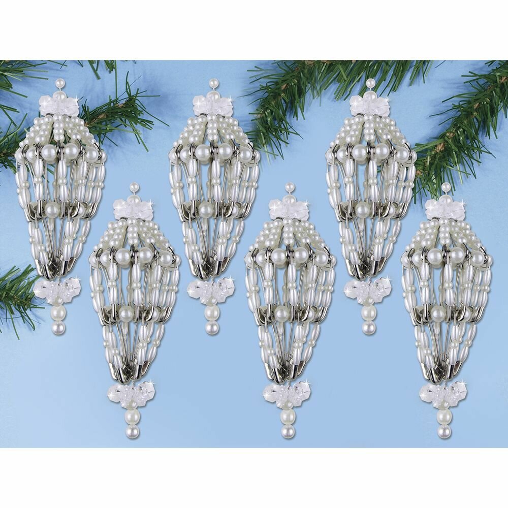 Набор для создания елочных игрушек DESIGN WORKS "Жемчужные фонарики", на проволоке, 6 шт