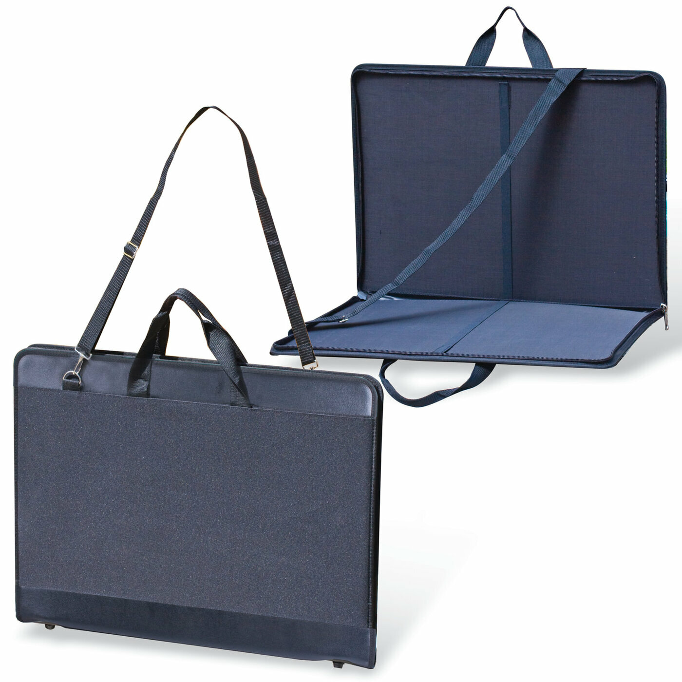 Папка для рисунков и чертежей Алекс А2, 645х470 мм, "Пленер-2", с ручками, кожзам-ткань, черная (675/1)