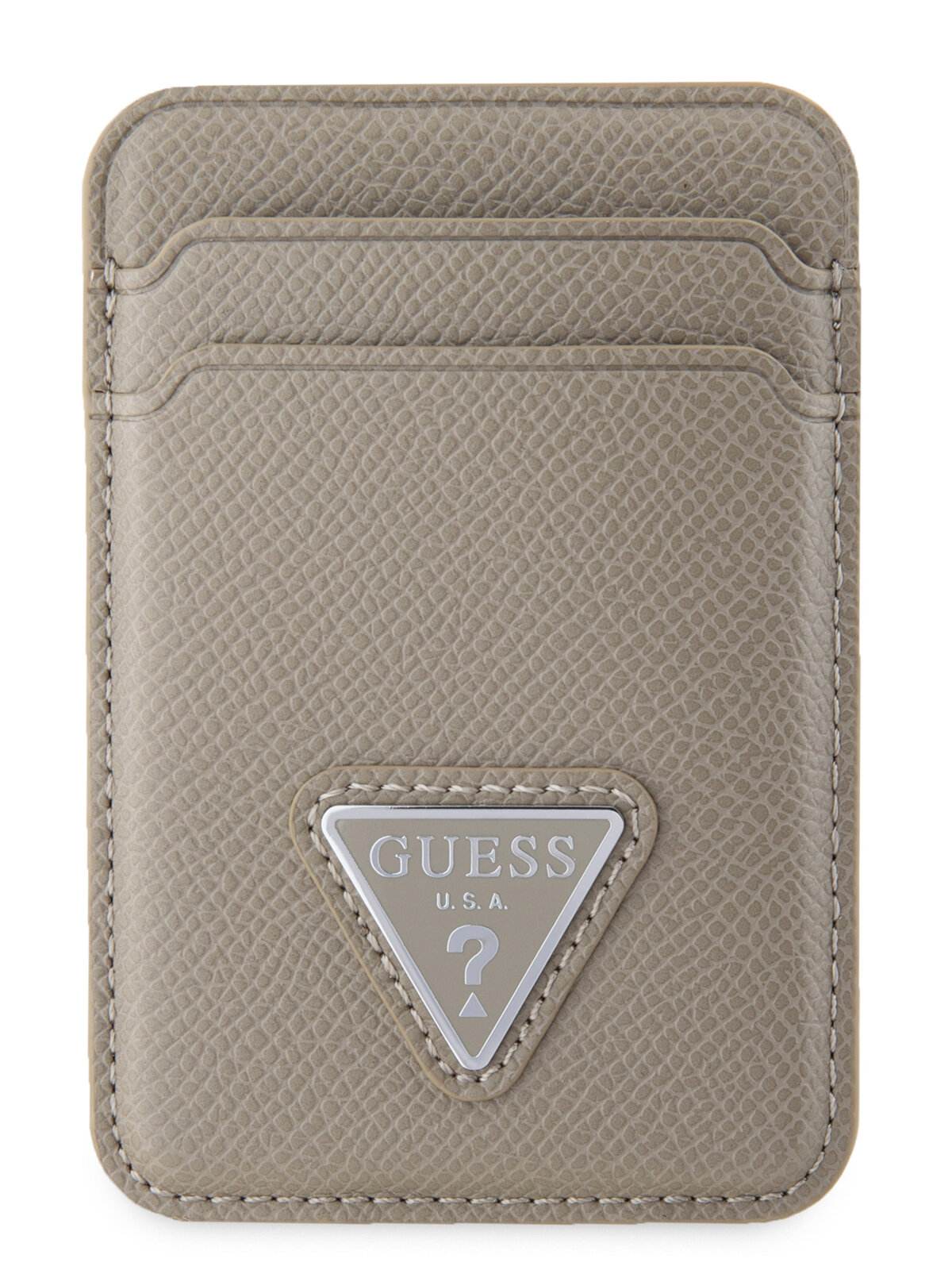 Guess магн. бумажник Wallet Cardslot MagSafe PU Grained leather Triangle Metal logo Brown