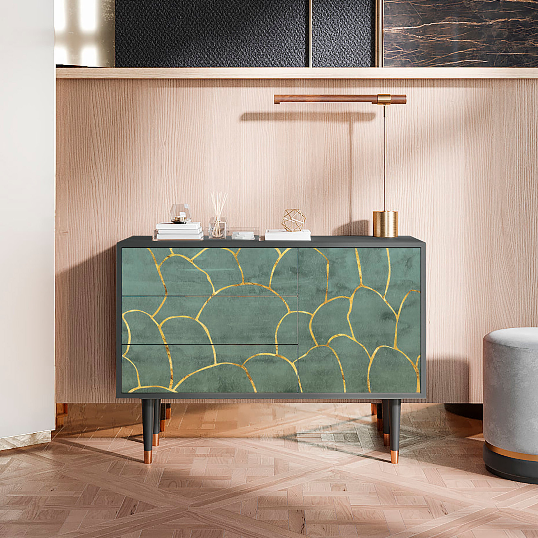 Комод - STORYZ - S3 Magnificent Water Lily, Размер - 115 x 84 x 41 см, Цвет корпуса - , Антрацит