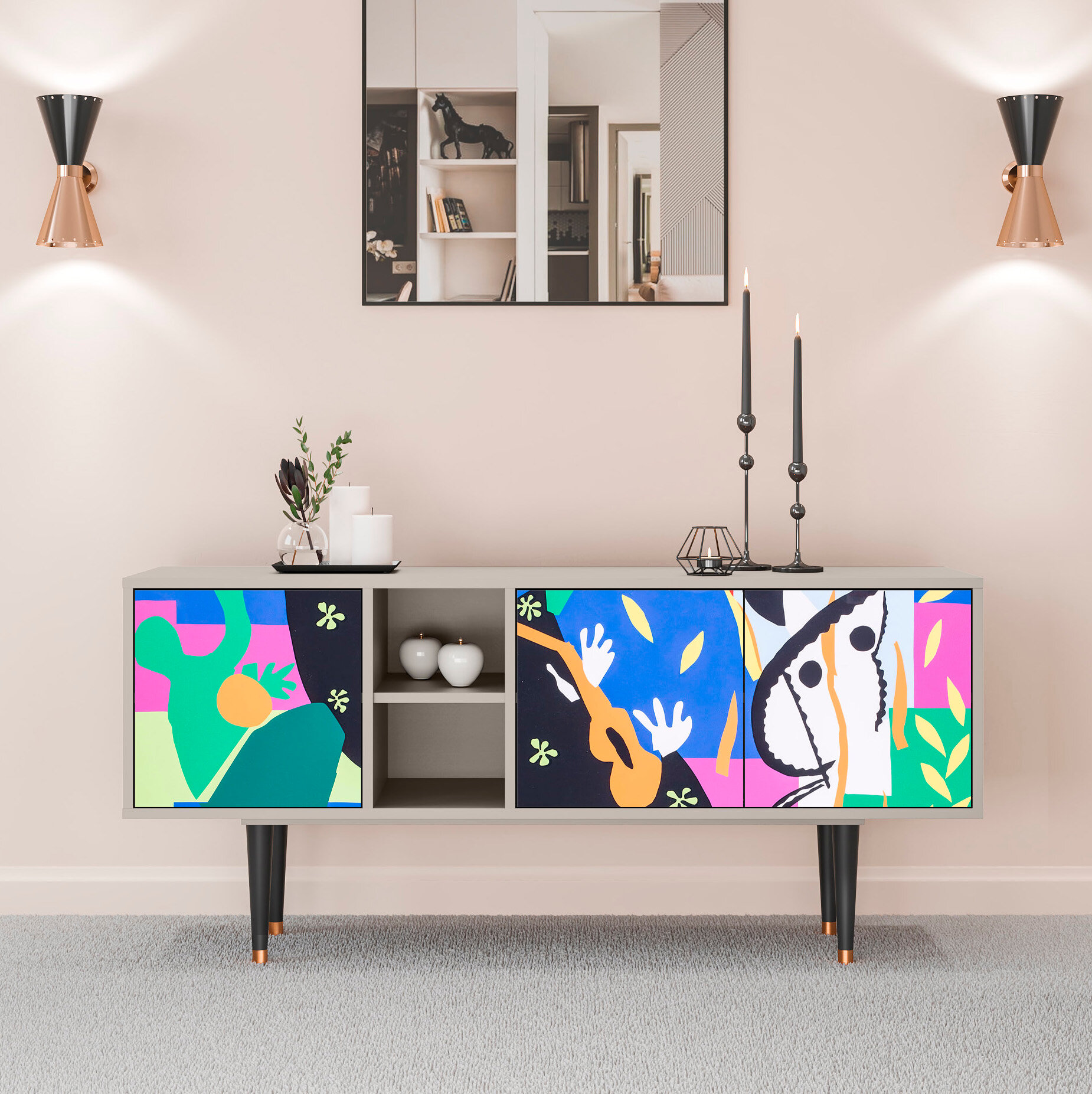 ТВ-Тумба - STORYZ - T5 La Tristesse du Roi by Henri Matisse , Размер - 150 x 69 x 41 см, Цвет корпуса - , Сатин