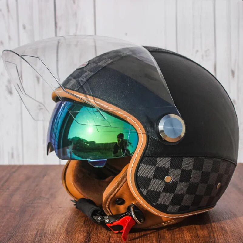 Коричневый кожаный оригинальный DOT ECE 3/4 шлем с открытым лицом MT Capacete мотоциклетный шлем JET скутер велосипед полушлемы Cascos Para Moto