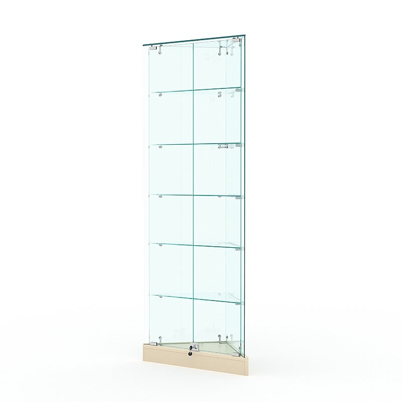 Витрина стеклянная "истра" угловая №501ХП-У трехгранная (с дверками, бока - стекло), Крем Вайс