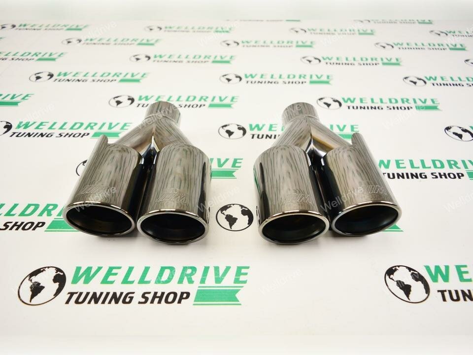 Насадки на выхлопную систему 2+2 М 80 мм раздвоенные черный хром