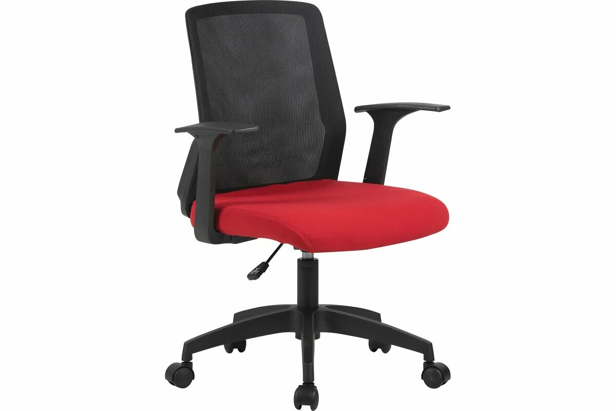 Кресло Cactus CS-MC222-BKRD черный сиденье темно-красный сетка/ткань низк. спин. крестов. пластик пла