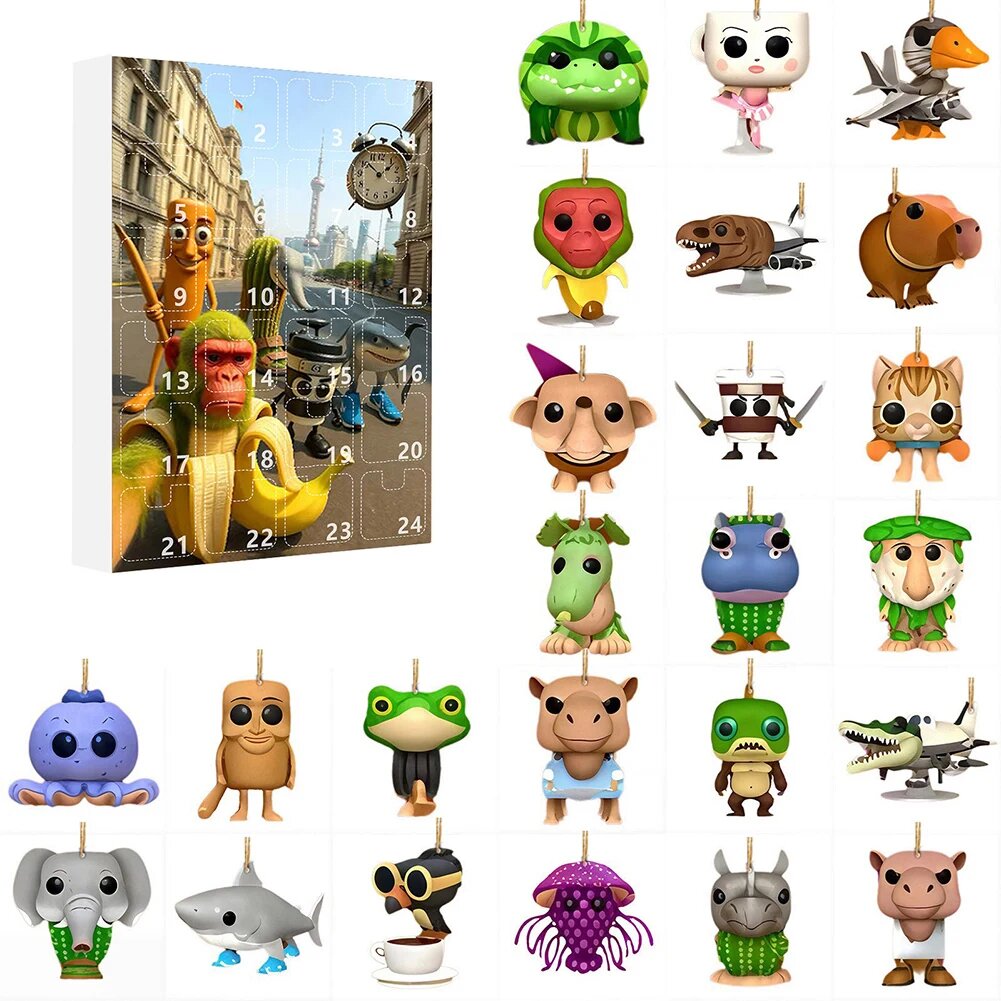 Итальянский Адвент-календарь Brainrot 2025 года, 2D акриловый плоский кулон, Tung Tung Tung Sahur Tralalelo Tralala, рождественский обратный отсчет, Адвент