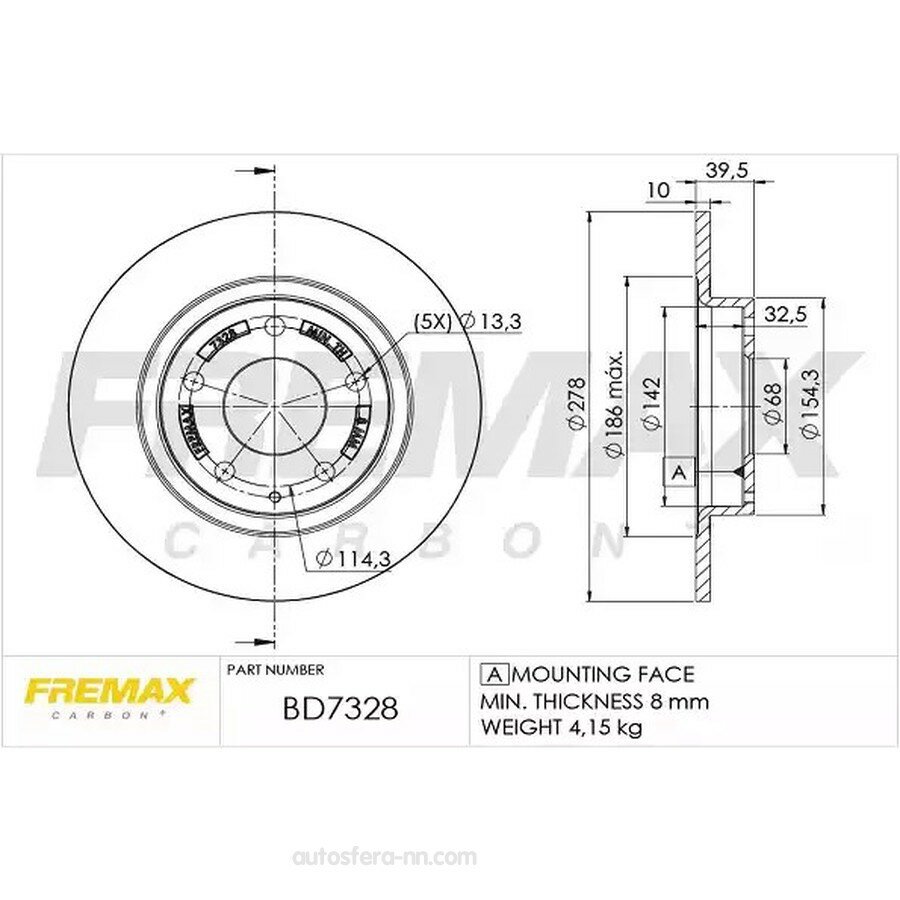 FREMAX BD7328 диск тормозной задний!\ Mazda 6 2.0/Skyactiv-G 12>