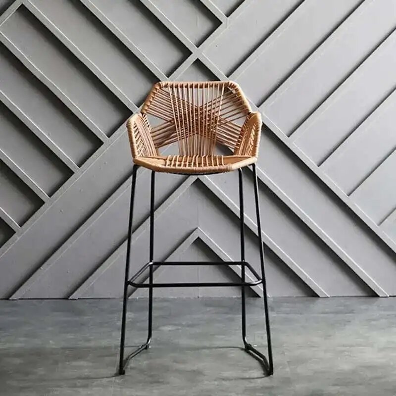 Современные барные стулья из кованого железа, высокие табуреты для кухни, скандинавская мебель для бара, полипропилен, ротанг, домашнее кафе, уличное кресло для ресторана, Coffee-75cm