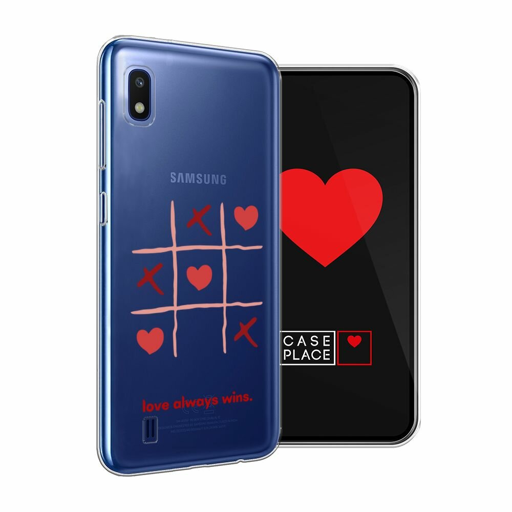 Чехол на Samsung Galaxy A10 / Самсунг Галакси А10 с принтом "love always wins - 14 февраля", прозрачный — фото 1