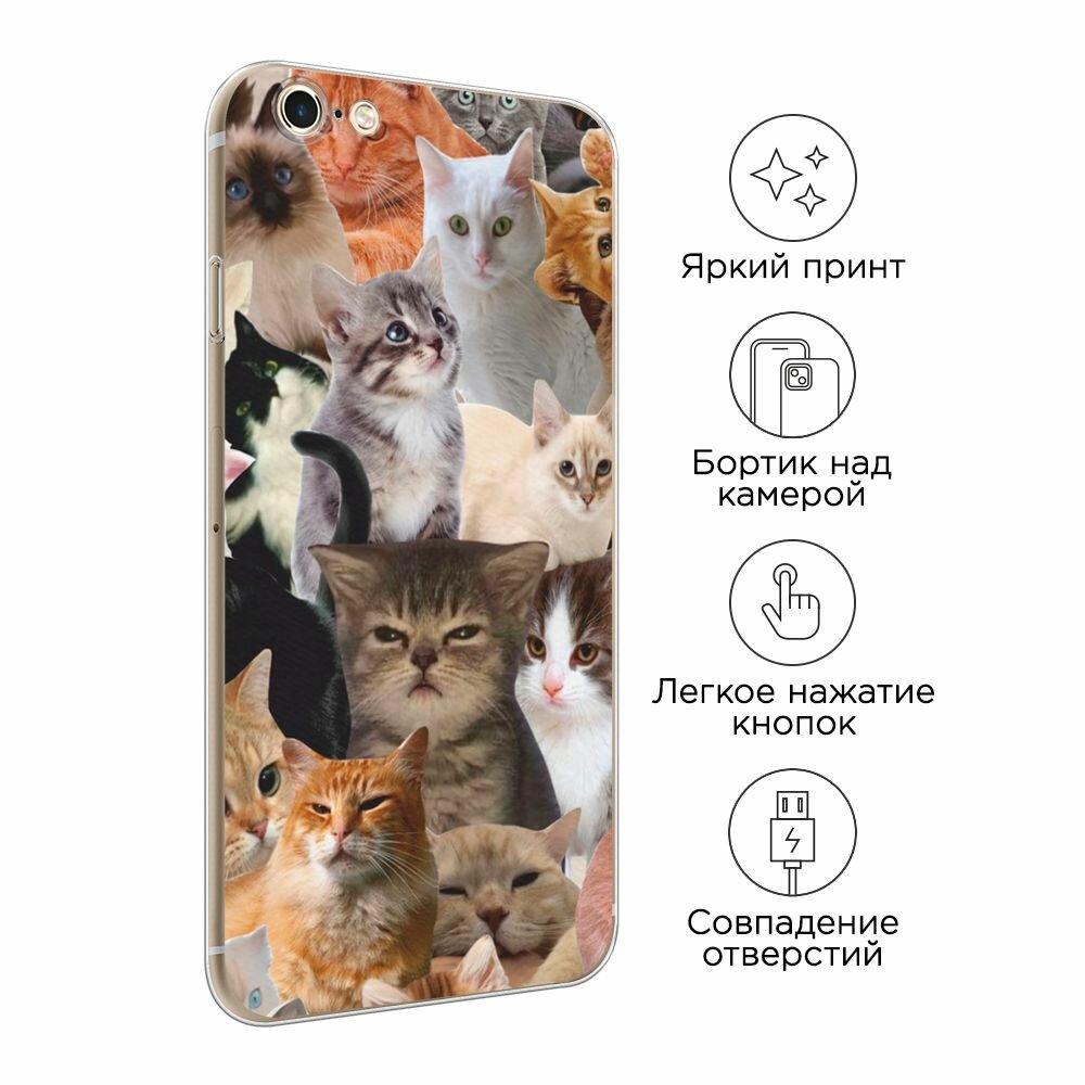 Чехол на Apple iPhone 6 Plus/6S Plus / Айфон 6 Плюс/Айфон 6С Плюс с принтом "Коты из мемов" — фото 1
