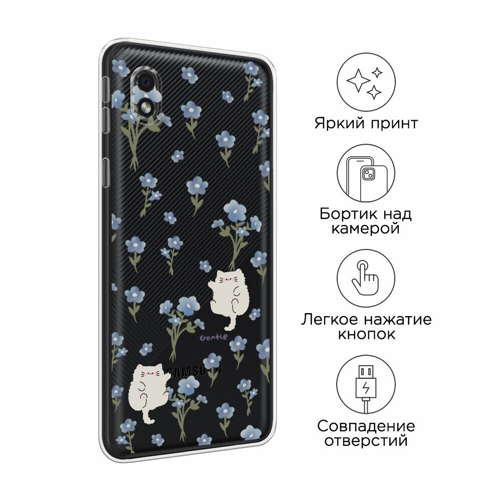 Чехол на Samsung Galaxy A01 Core / Самсунг Галакси А01 Core с принтом "Gentle cats", прозрачный — фото 1