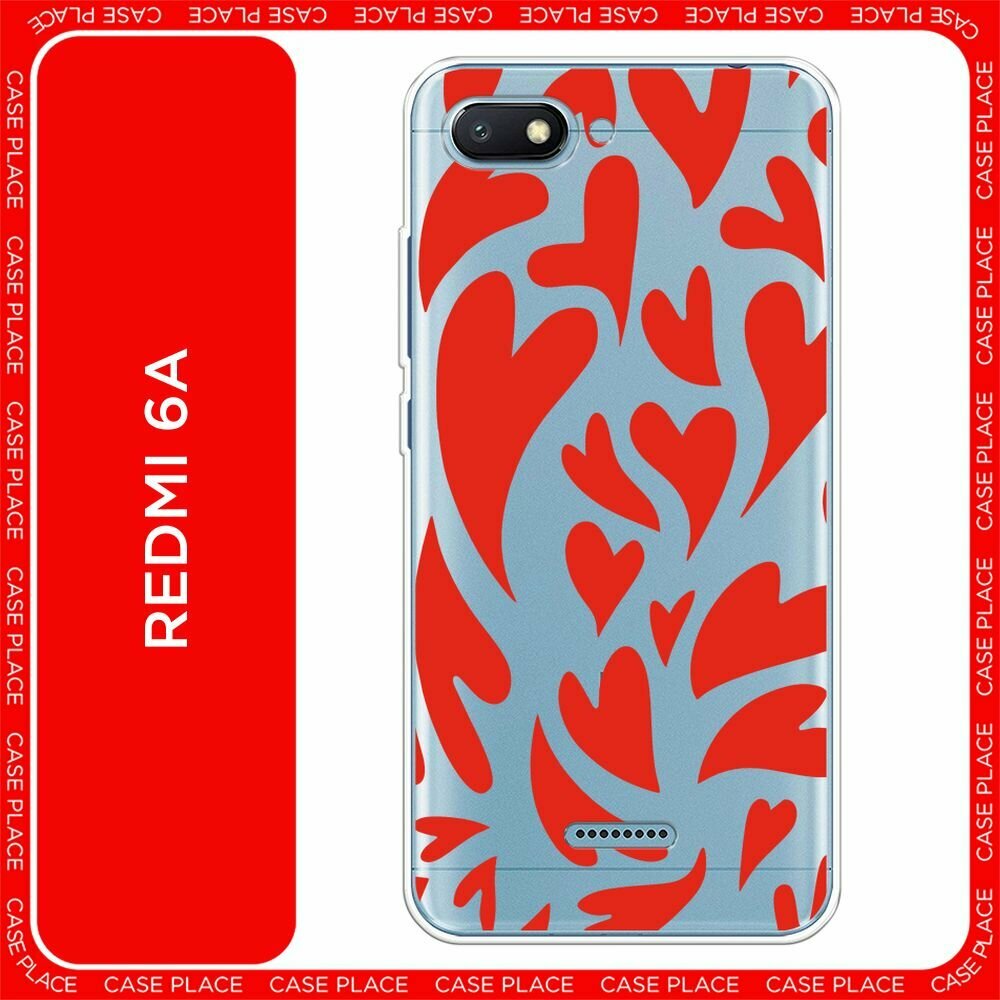Чехол на Xiaomi Redmi 6A / Сяоми Редми 6А с принтом "Crazy hearts 2 - 14 февраля", прозрачный