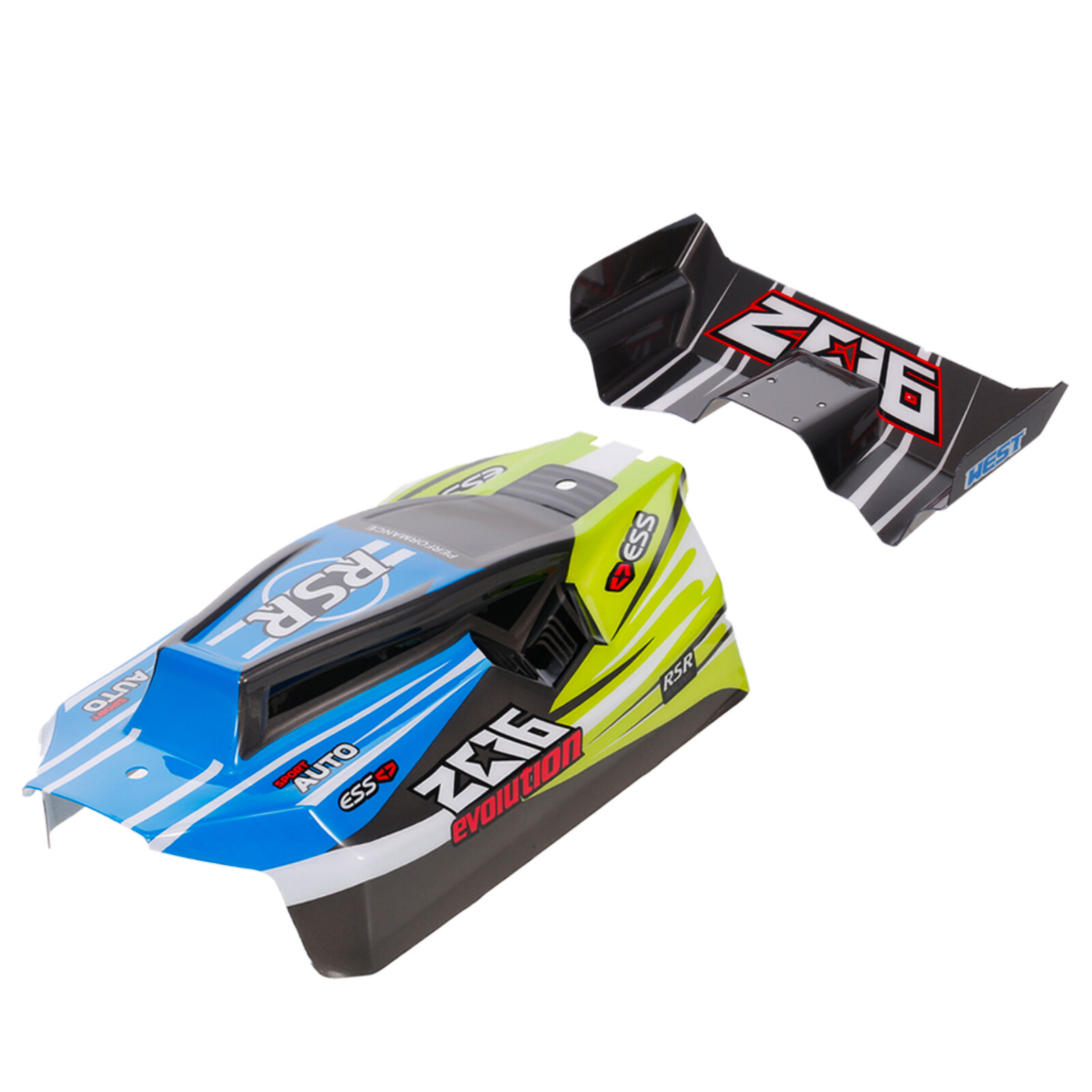 Кит оболочки кузова радиоуправляемой машины 1/14 144001 из ПВХ с печатью, запчасти для радиоуправляемых машин, цвет Красный/Зеленый, размер основного корпуса 18.2*10.2*5.5см, размер хвостовой части 13.4*5.8*3.8см, в комплект входят основной корпус и хвост