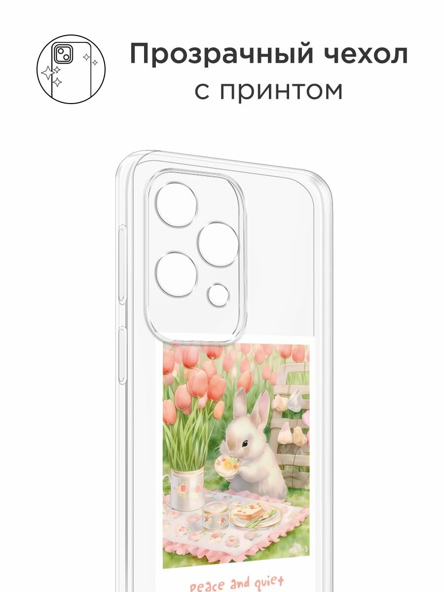 Чехол на Samsung Galaxy Note 8 / Самсунг Галакси Нот 8 с принтом "Кролик на пикнике", прозрачный — фото 1