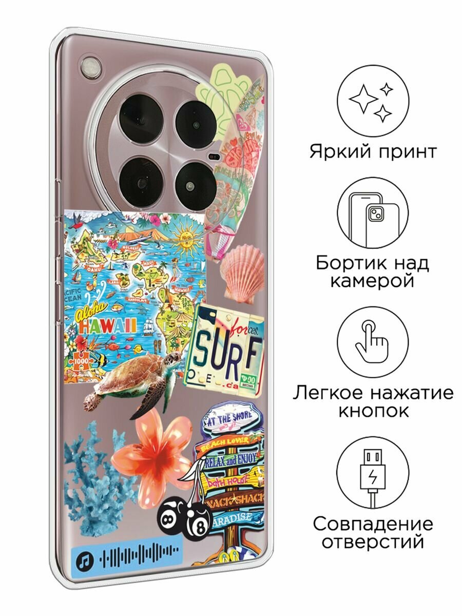 Чехол на Infinix Zero 40 4G / Инфиникс Зеро 40 4G с принтом "Summer collage", прозрачный — фото 1