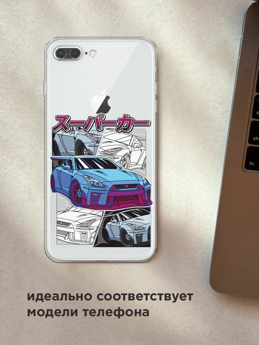 Чехол на Apple iPhone 7 Plus / Айфон 7 Плюс с принтом "JDM коллаж", прозрачный — фото 1