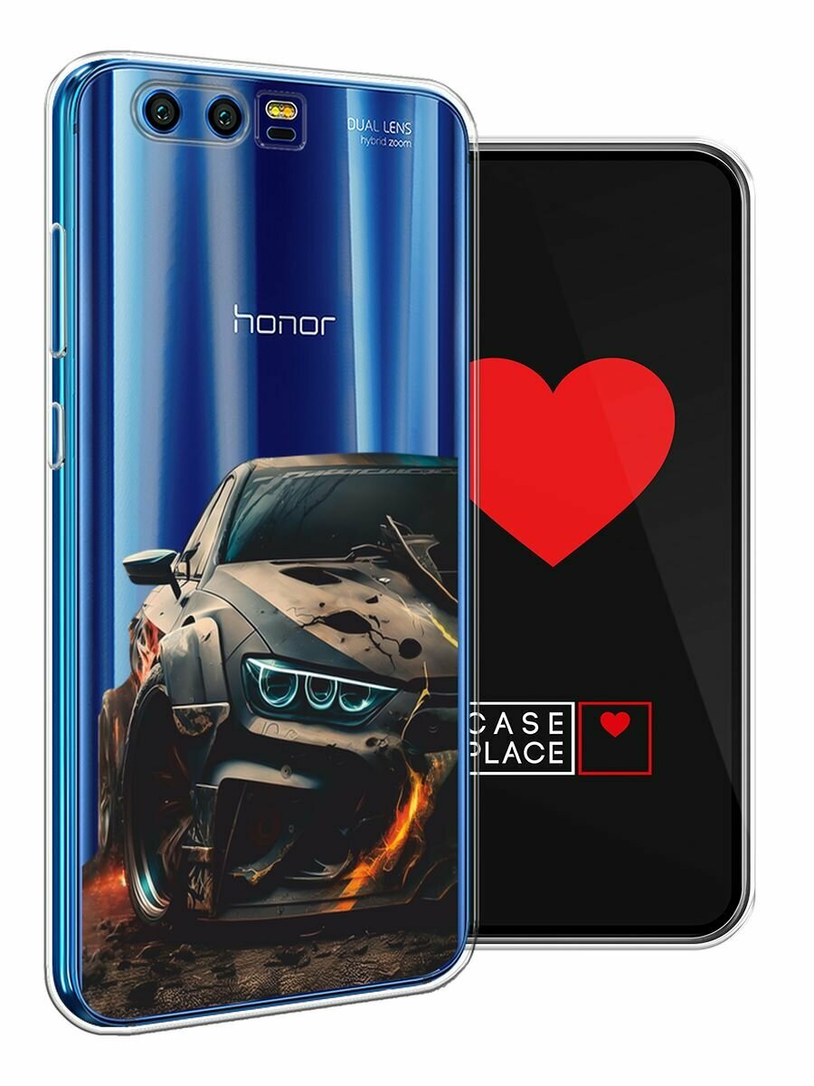 Силиконовый чехол на Honor 9 / Хонор 9 с принтом "На износ", прозрачный — фото 1