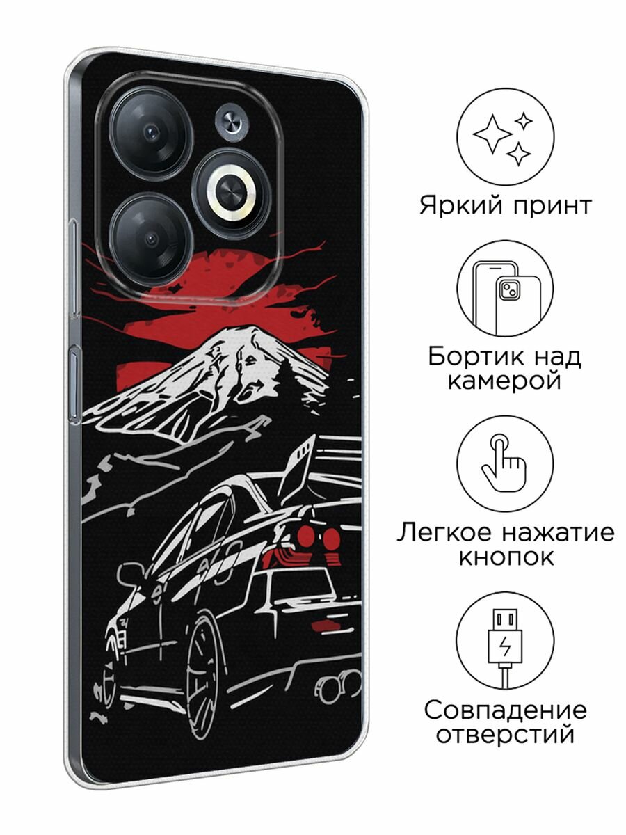 Чехол на Infinix Smart 8 Plus / Инфиникс Смарт 8 Плюс с принтом "Машина в горах JDM" — фото 1