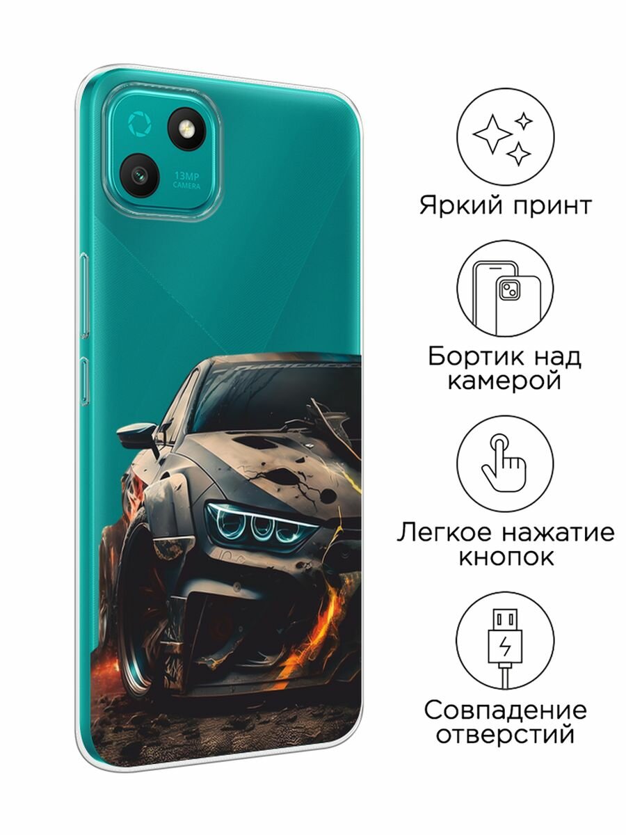 Чехол на Wiko T10 / Вико Т10 с принтом "На износ", прозрачный — фото 1