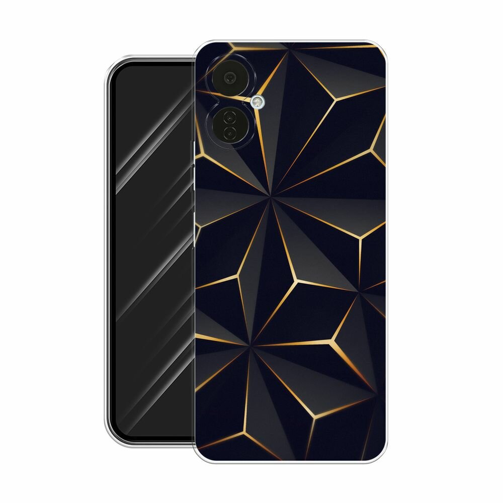 Чехол на Tecno Camon 19 Neo / Техно Камон 19 Нео с принтом "Черные полигоны" — фото 1