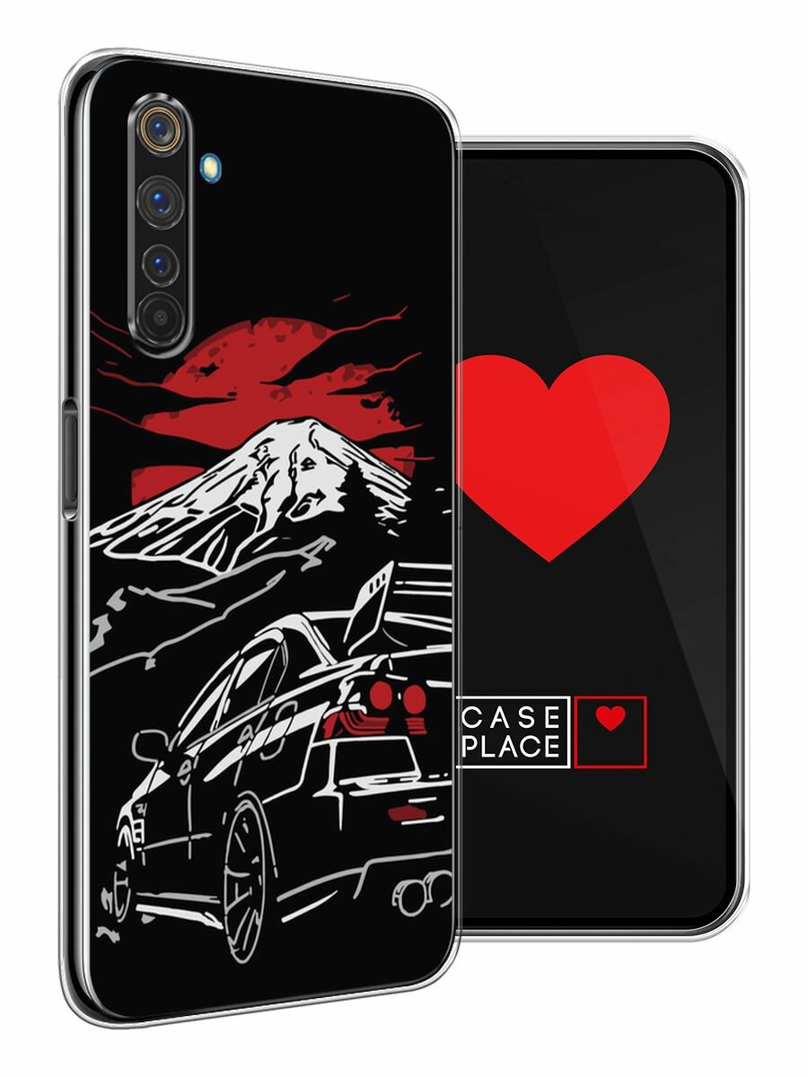 Чехол на Realme 6 Pro / Реалми 6 Про с принтом "Машина в горах JDM" — фото 1