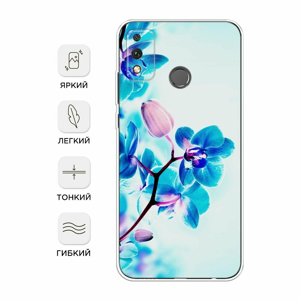 Чехол на Honor 9X Lite / Хонор 9X Лайт с принтом Голубая орхидея — фото 1