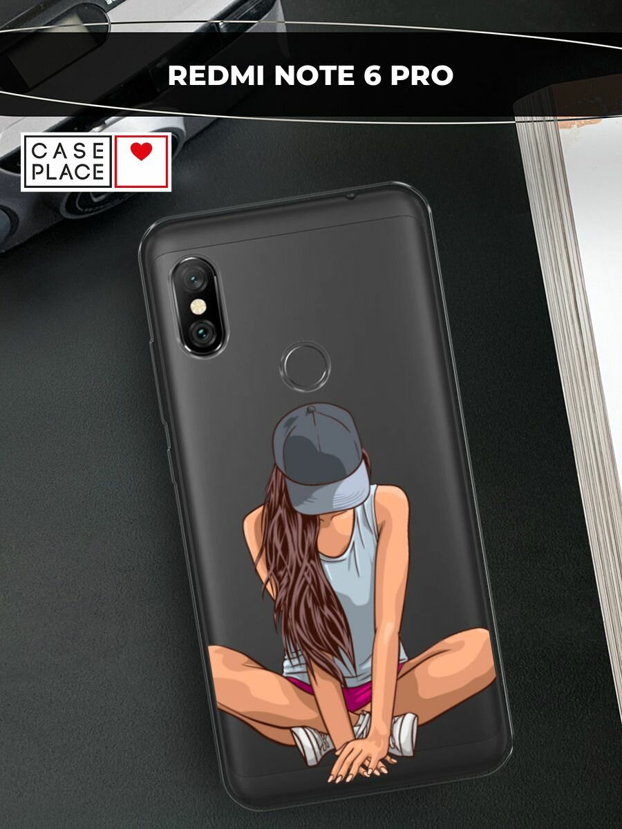 Чехол на Xiaomi Redmi Note 6 Pro / Сяоми Редми Нот 6 Про с принтом "Девушка в кепочке", прозрачный