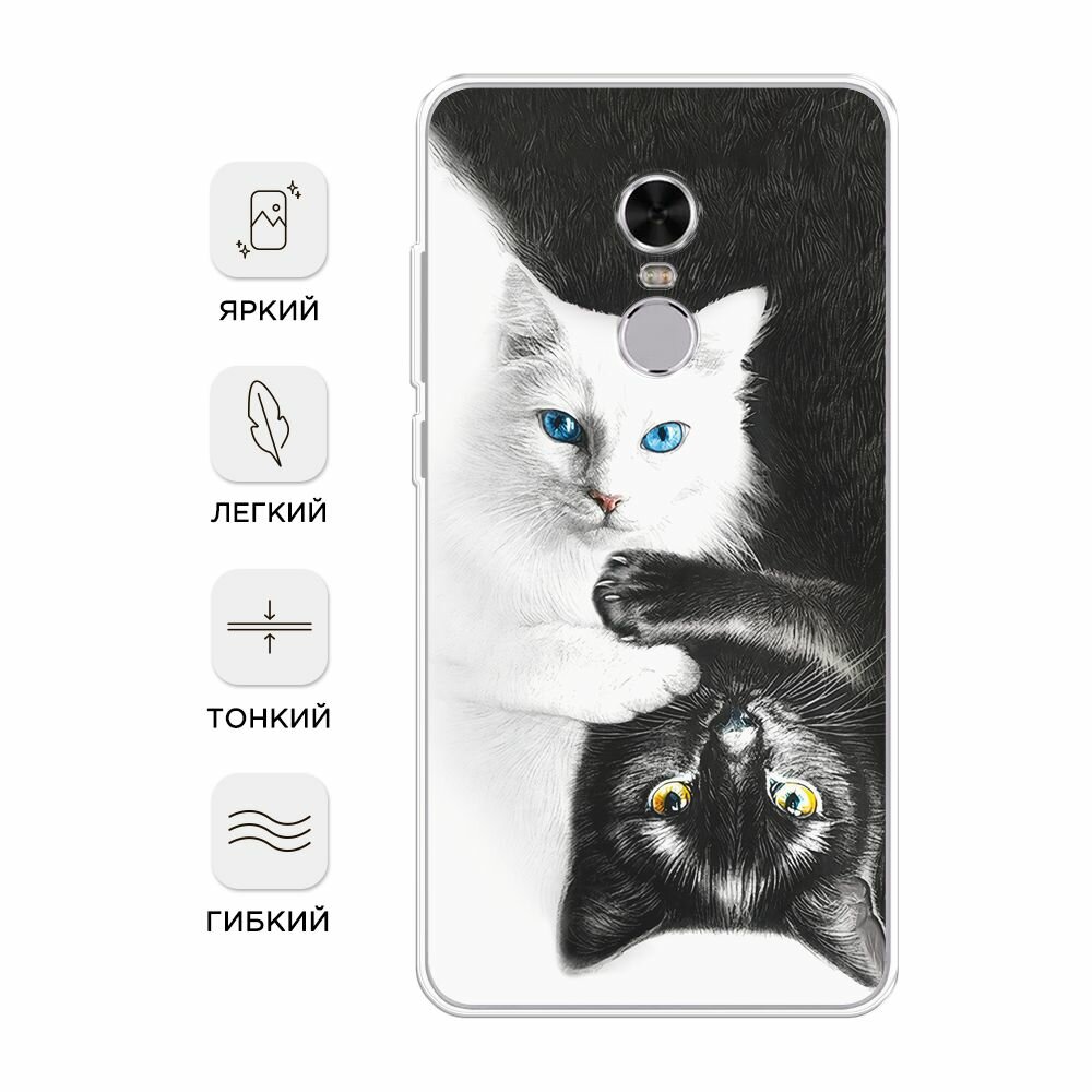 Чехол на Xiaomi Redmi Note 4 (MediaTek) / Сяоми Редми Ноут 4 (MediaTek) с принтом "Коты Инь-Янь" — фото 1