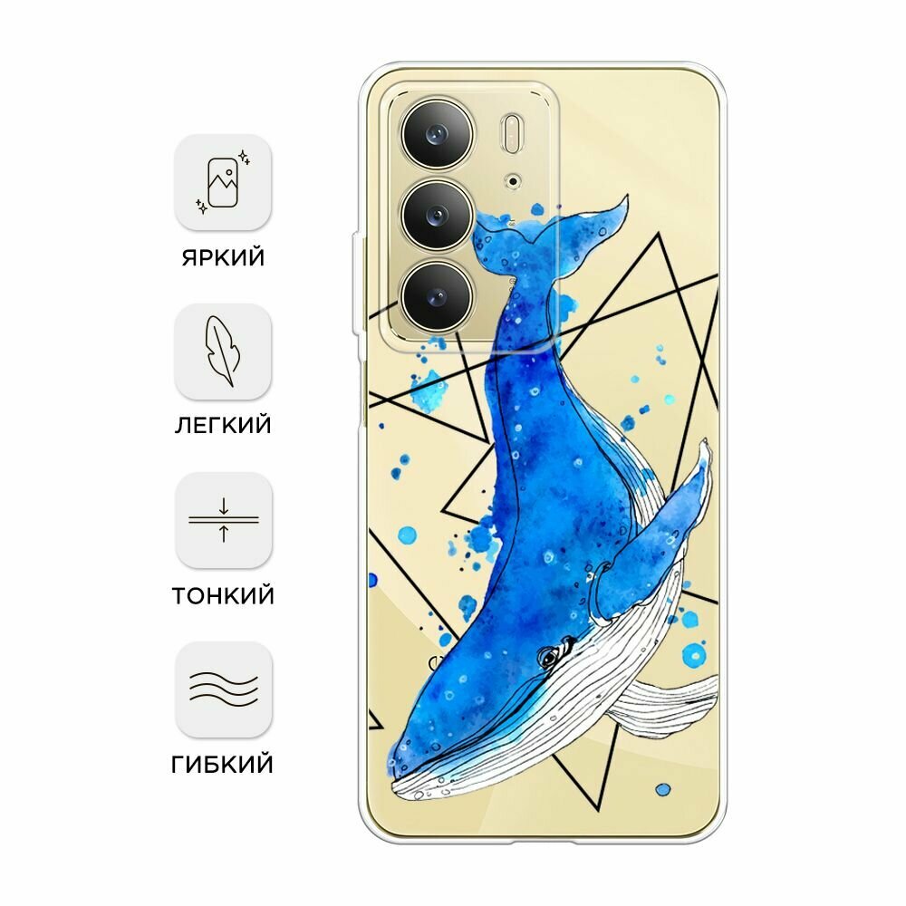 Чехол на Realme C75 4G / Реалми C75 4G с принтом "Кит графика", прозрачный — фото 1