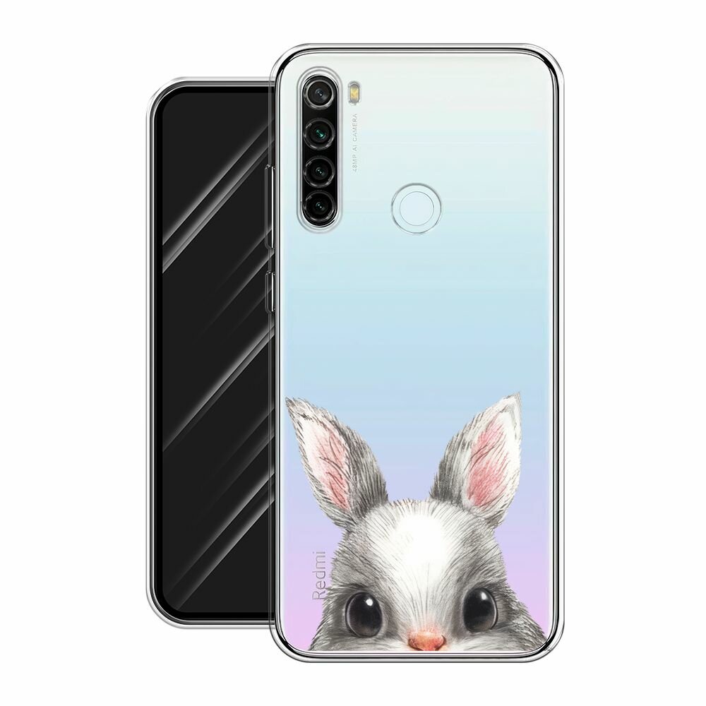Чехол на Xiaomi Redmi Note 8T / Сяоми Редми Нот 8Т с принтом "Карандашный кролик 2 - 8 марта", прозрачный — фото 1