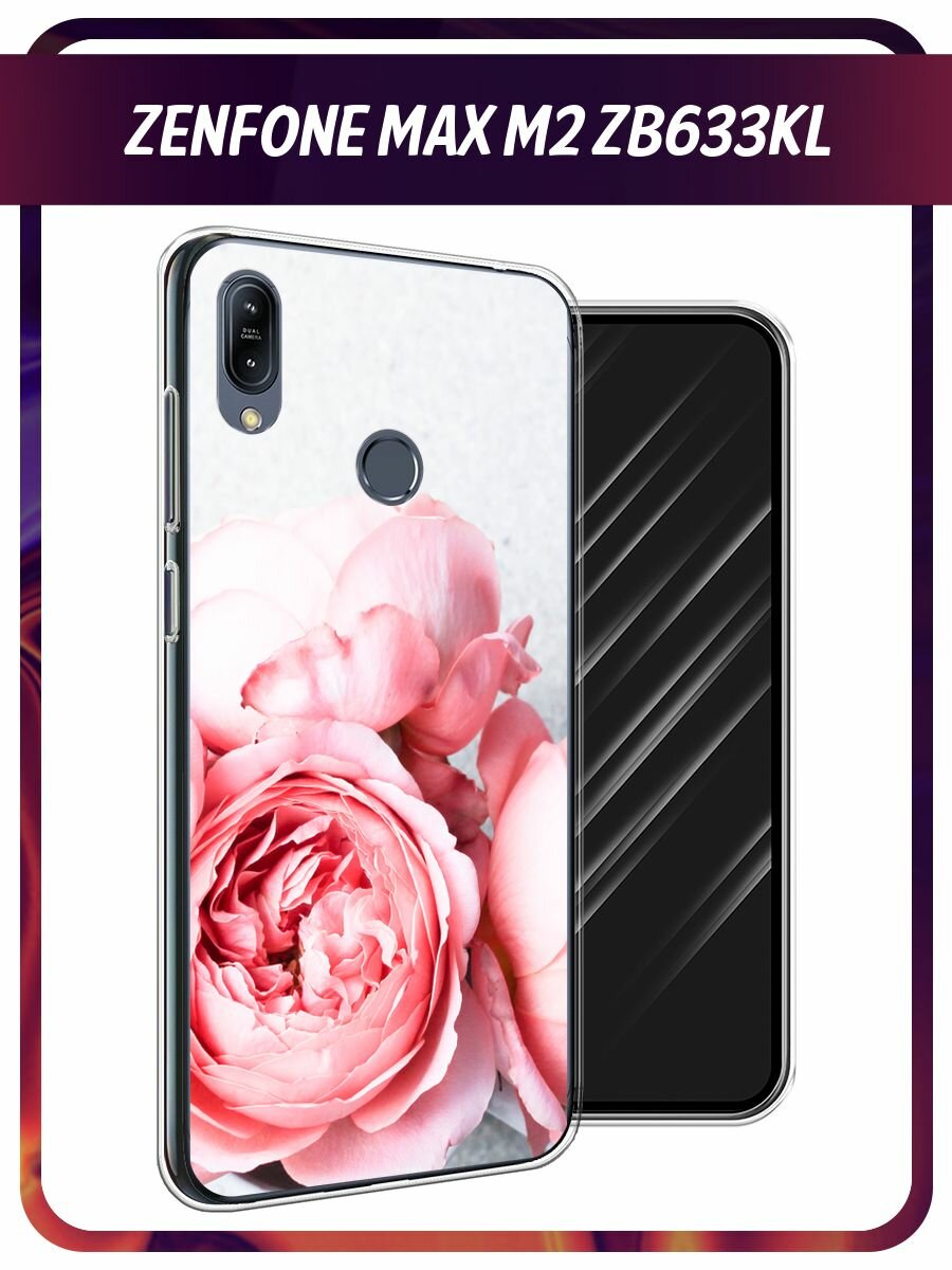Чехол на Asus Zenfone Max M2 ZB633KL / Асус Зенфон Макс М2 ZB633KL с принтом "Пионы на белом"