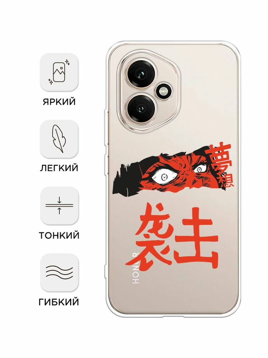 Чехол на Honor 400 / Хонор 400 с принтом "Anime attack", прозрачный — фото 1