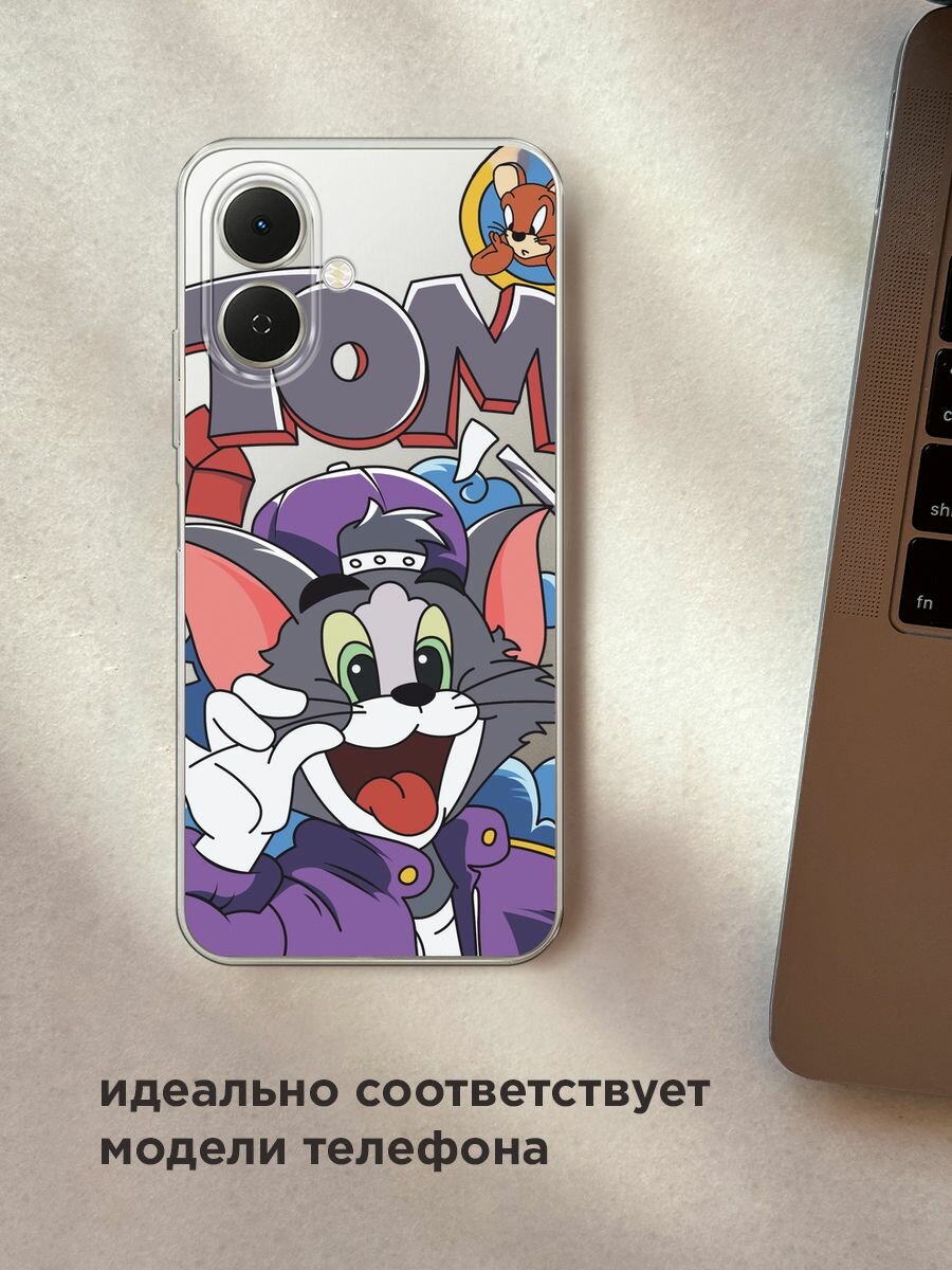 Чехол на Tecno Spark Go 2 / Текно Спарк Го 2 с принтом "Том в кепке", прозрачный — фото 1