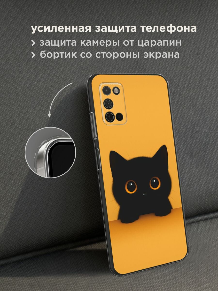 Чехол на Samsung Galaxy A03S / Самсунг Галакси A03S с принтом "Контрастный котик" — фото 1