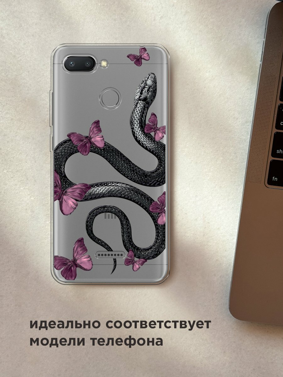 Чехол на Xiaomi Redmi 6 / Сяоми Редми 6 с принтом "Snake and butterflies 2" — фото 1