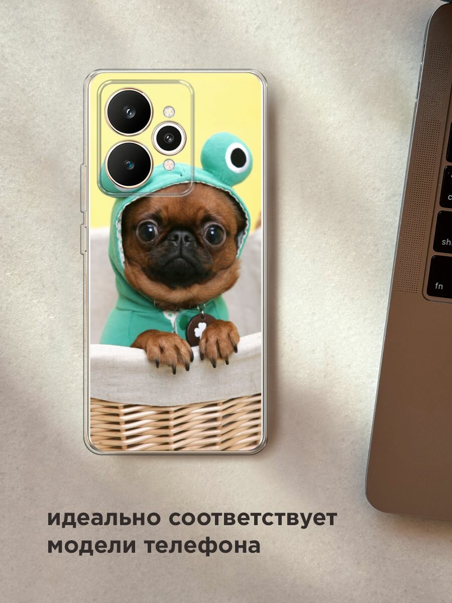 Чехол на Realme 15 / Реалми 15 с принтом "Собачка в шапке лягушки" — фото 1