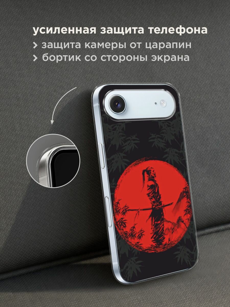 Чехол на Apple iPhone Air / Айфон Айр с принтом "Самурай на красном фоне" — фото 1