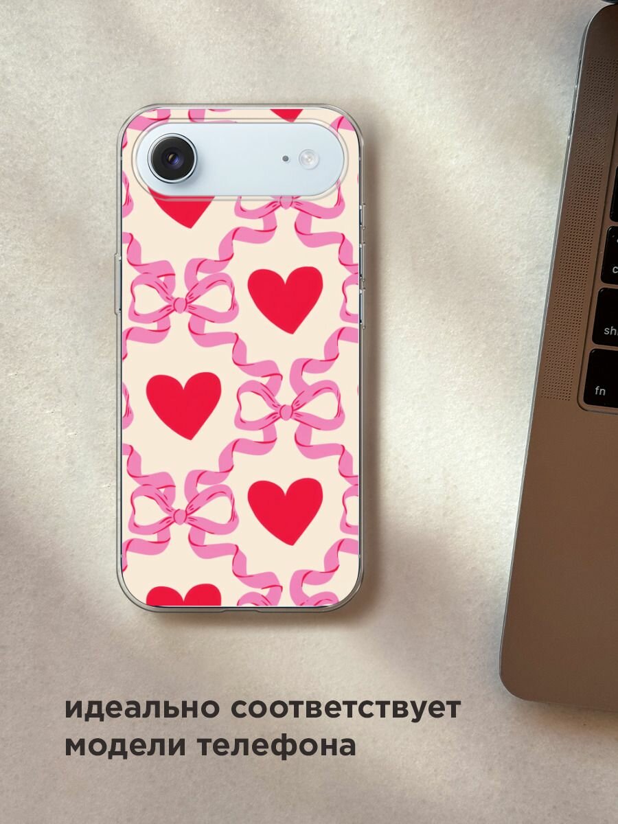 Чехол на Apple iPhone Air / Айфон Айр с принтом "Hearts and ribbons 1 - 14 февраля" — фото 1