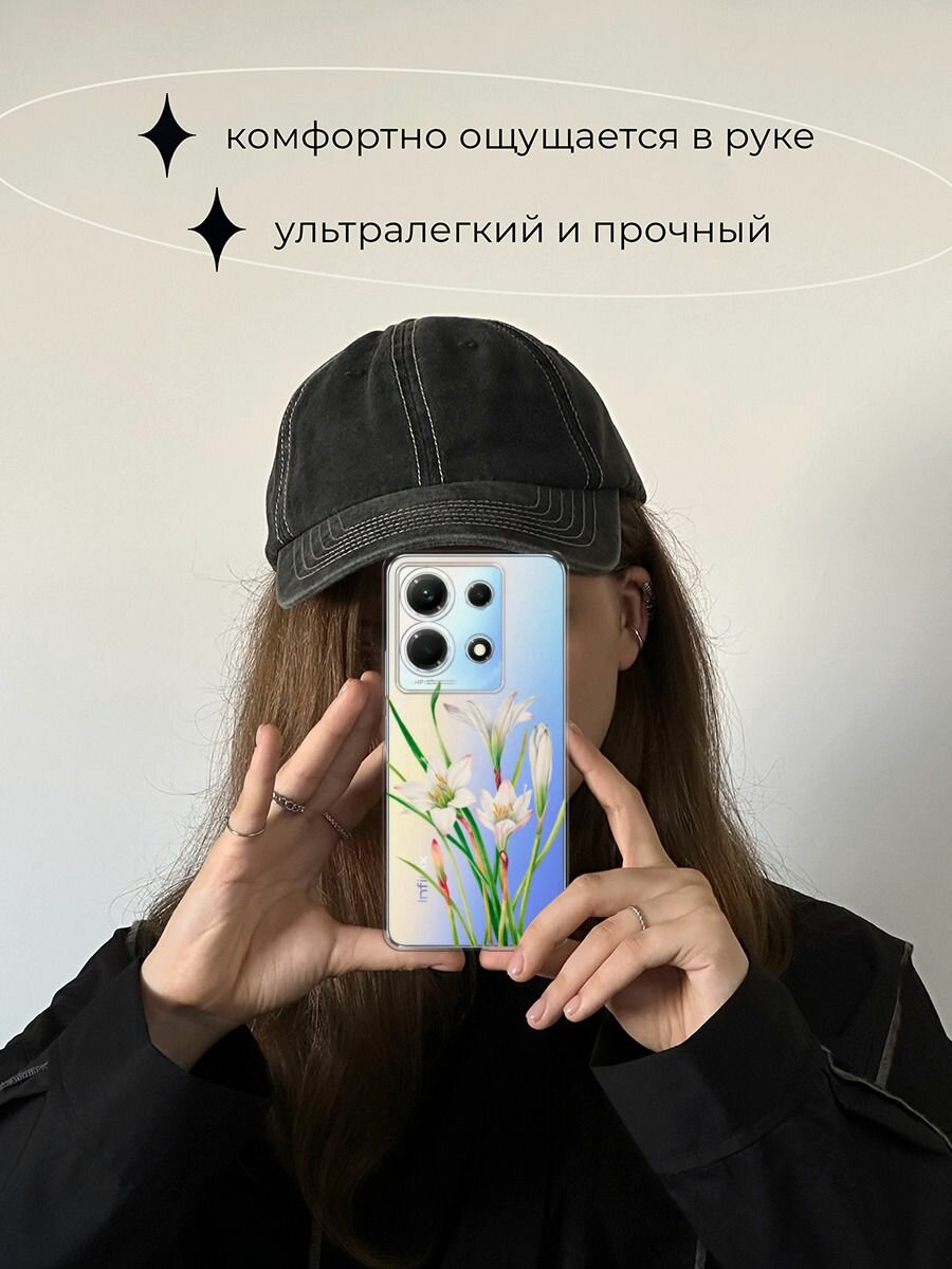 Чехол на Infinix Note 30 4G / Инфиникс Нот 30 4G с принтом "White lily", прозрачный — фото 1