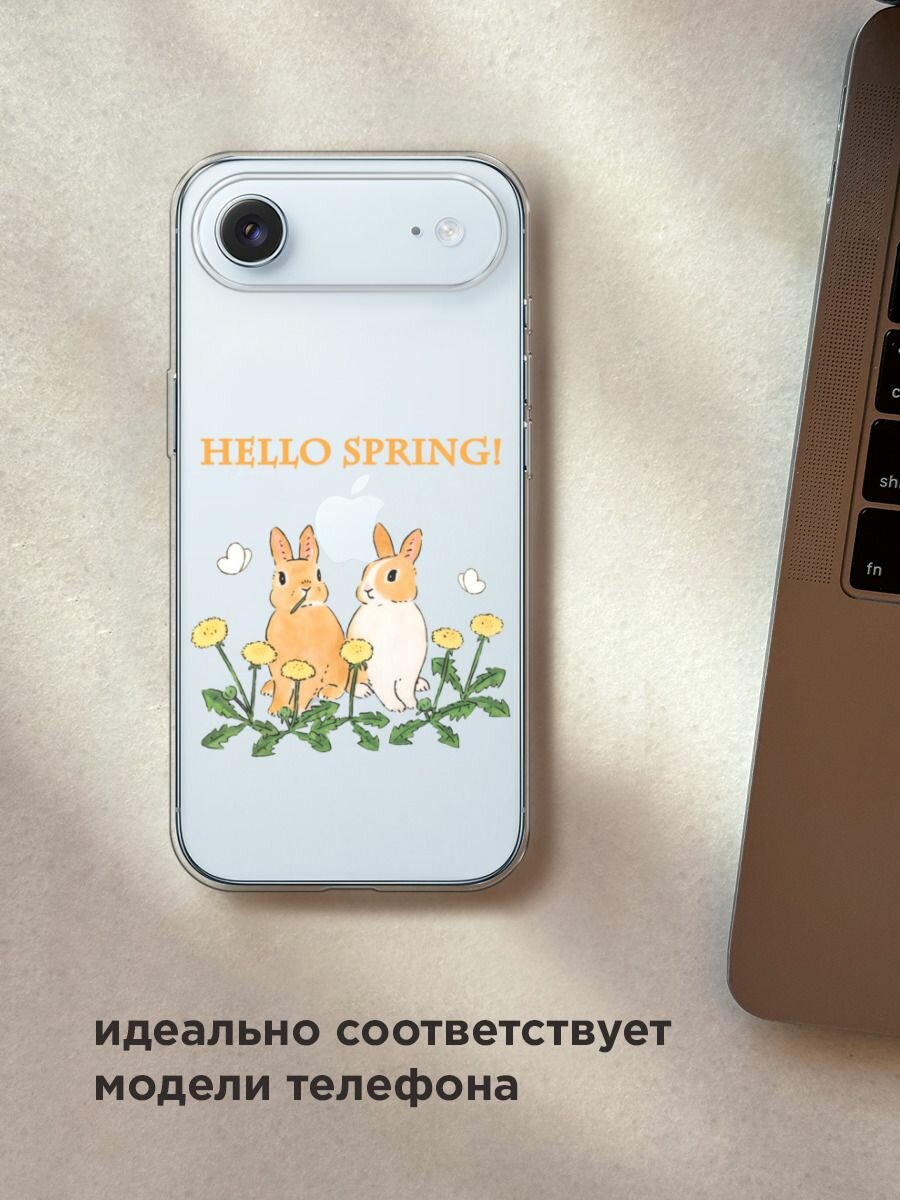 Чехол на Apple iPhone Air / Айфон Айр с принтом "Весенние кролики", прозрачный — фото 1