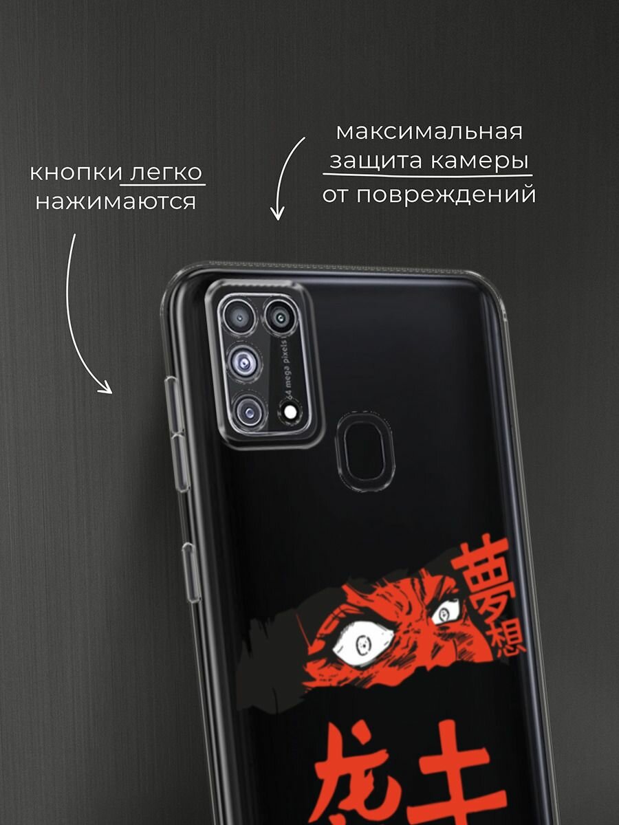 Чехол на Samsung Galaxy M31 / Самсунг Галакси М31 с принтом "Anime attack", прозрачный — фото 1