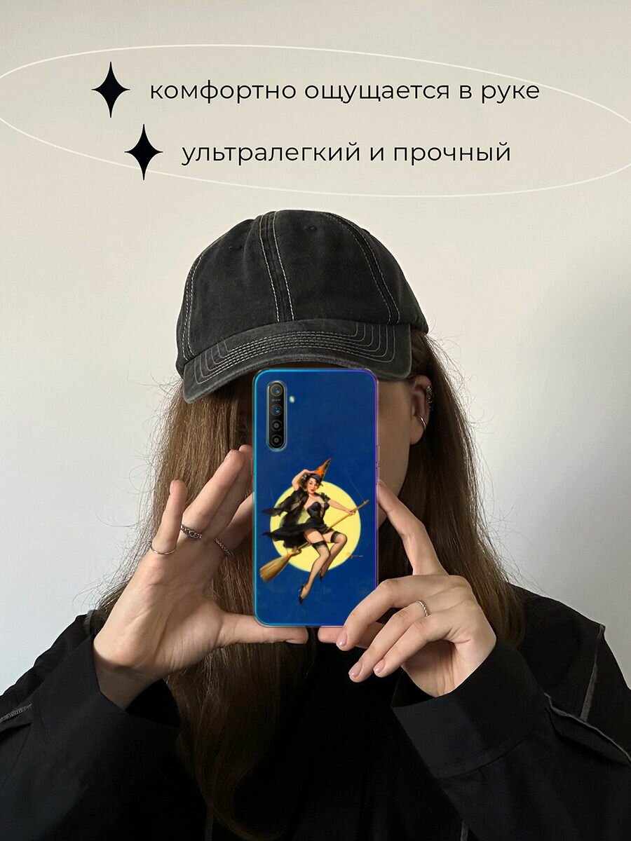 Силиконовый чехол на Realme XT / Реалми XT с принтом "Pin-Up Witch" — фото 1