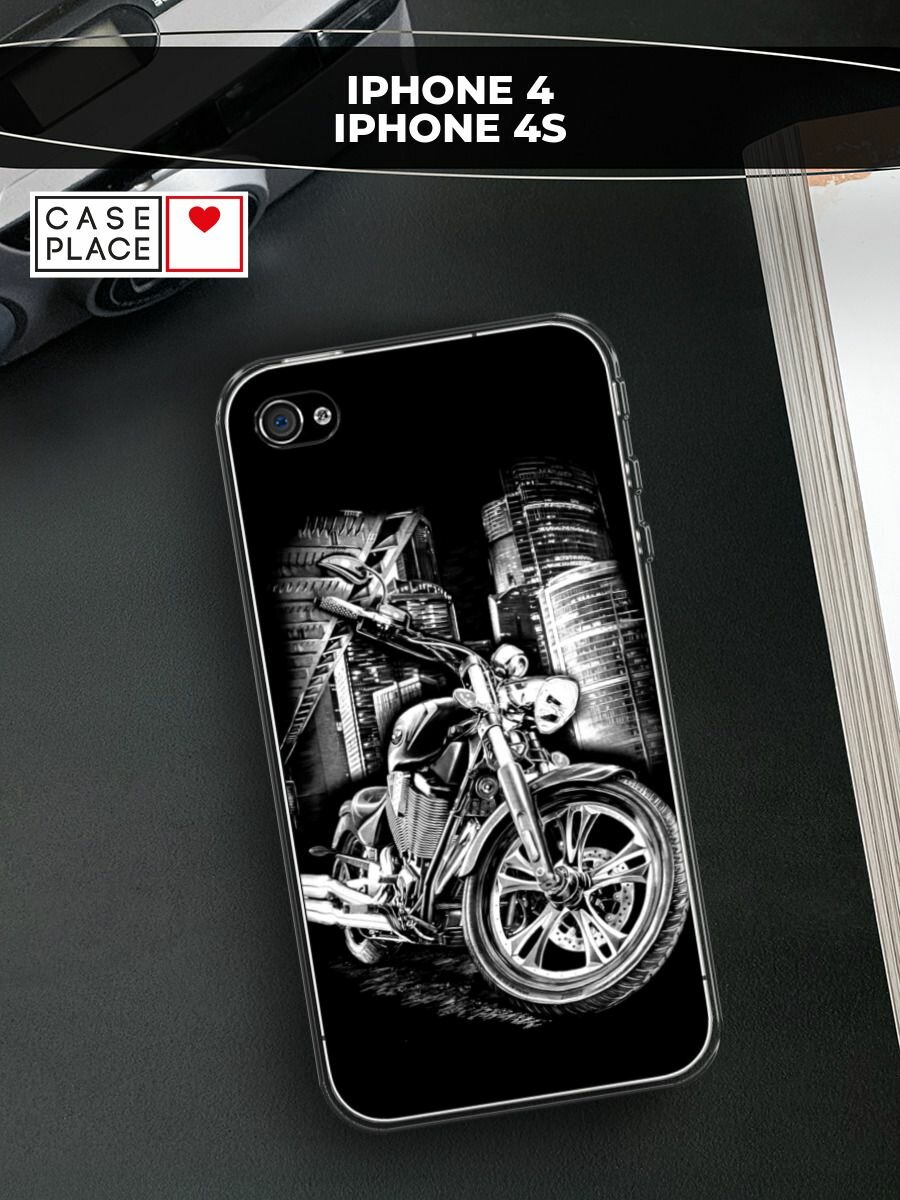 Чехол на Apple iPhone 4/4S / Айфон 4/4S с принтом "Крутой байк"