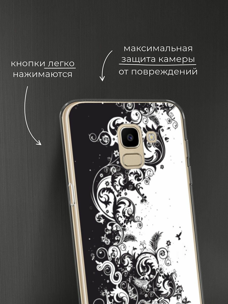 Чехол на Samsung Galaxy J6 2018 / Самсунг Галакси Джей 6 2018 с принтом "Черно белый узор" — фото 1