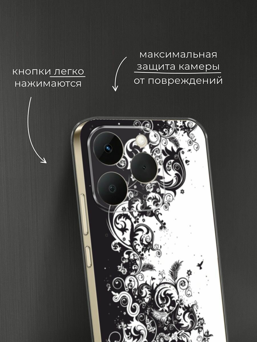 Чехол на Realme 15T / Реалми 15Т с принтом "Черно белый узор" — фото 1